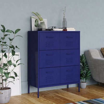 Berkfield Drawer Cabinet Navy Blue 80x35x101.5 cm Steel