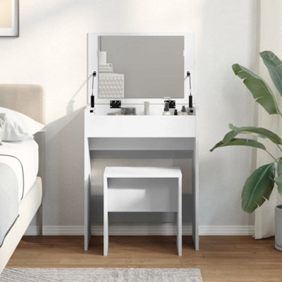 Berkfield Dressing Table and Stool White 60x40x113.5 cm
