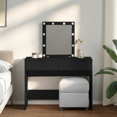 Berkfield Dressing Table with LED Black 100x40x130 cm