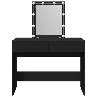 Berkfield Dressing Table with LED Black 100x40x130 cm