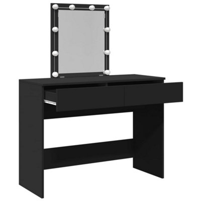 Berkfield Dressing Table with LED Black 100x40x130 cm