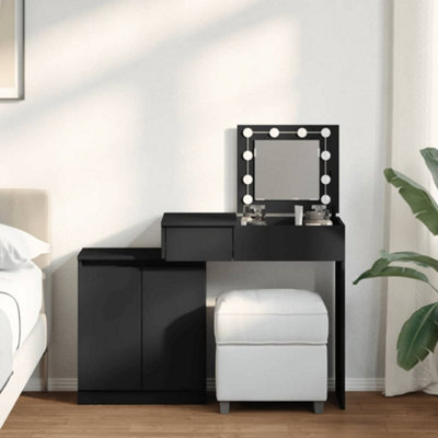 Berkfield Dressing Table with LED Black 115x37x110.5 cm