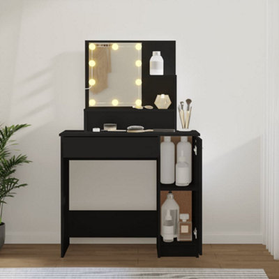 Berkfield Dressing Table with LED Black 86.5x35x136 cm