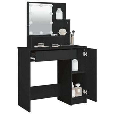 Berkfield Dressing Table with LED Black 86.5x35x136 cm