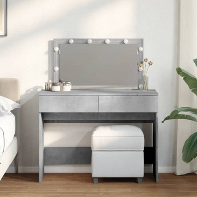 Berkfield Dressing Table with LED Concrete Grey 100x40x120 cm