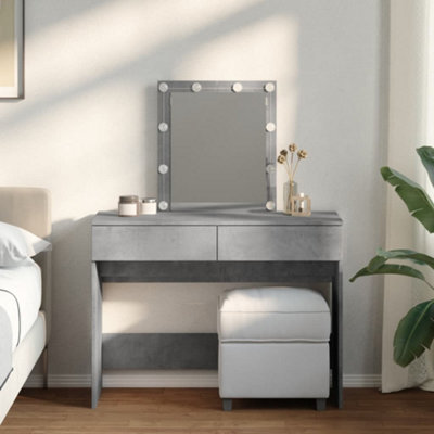 Berkfield Dressing Table with LED Concrete Grey 100x40x130 cm