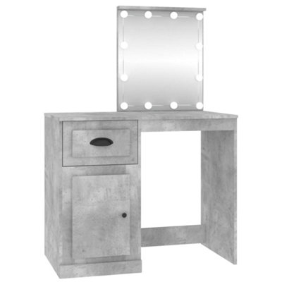 Berkfield Dressing Table with LED Concrete Grey 90x50x132.5 cm ...
