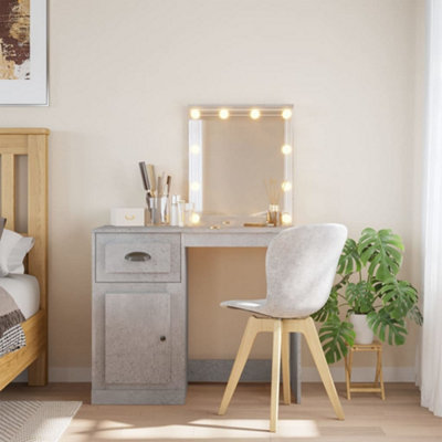 Berkfield Dressing Table with LED Lights Concrete Grey 90x42x132.5 cm