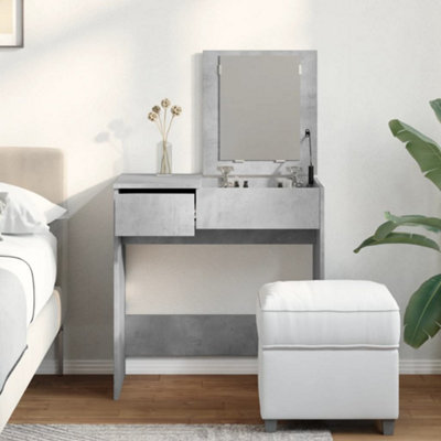 Berkfield Dressing Table with Mirror Concrete Grey 73x46.5x120 cm