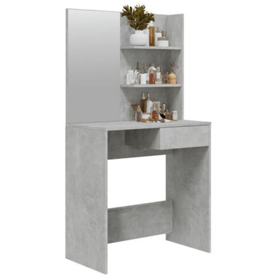 Berkfield Dressing Table with Mirror Concrete Grey 74.5x40x141 cm