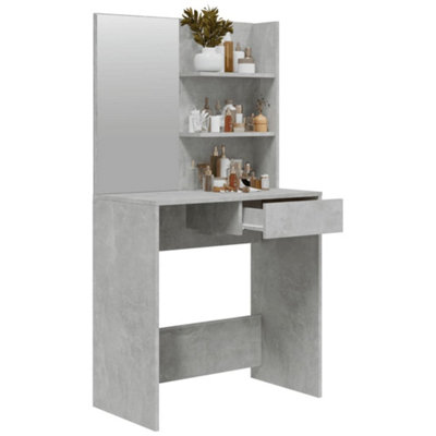 Berkfield Dressing Table with Mirror Concrete Grey 74.5x40x141 cm