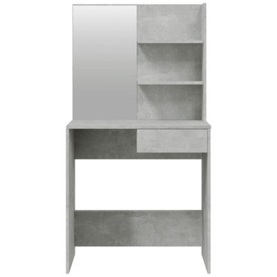 Berkfield Dressing Table with Mirror Concrete Grey 74.5x40x141 cm