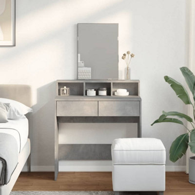 Berkfield Dressing Table with Mirror Concrete Grey 80x41x144.5 cm