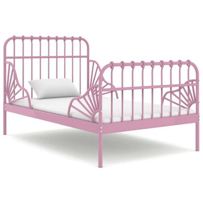 Berkfield Extendable Bed Frame Pink Metal 80x130/200 cm