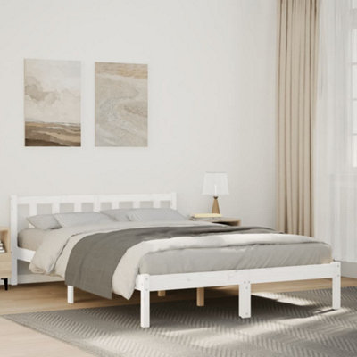 Berkfield Extra Long Bed Frame without Mattress White 160x210 cm Solid ...