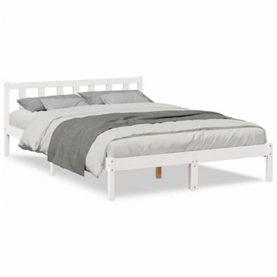 Berkfield Extra Long Bed Frame without Mattress White 160x210 cm Solid ...