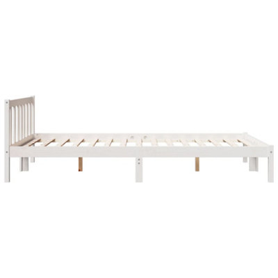 Berkfield Extra Long Bed Frame without Mattress White 160x210 cm Solid ...