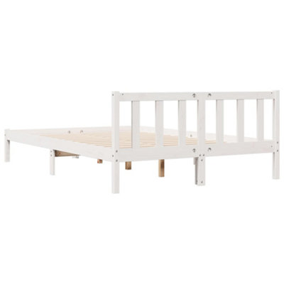 Berkfield Extra Long Bed Frame without Mattress White 160x210 cm Solid ...