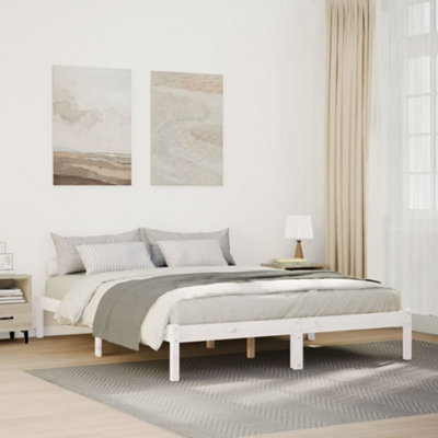 Berkfield Extra Long Bed Frame without Mattress White 160x220 cm Solid ...