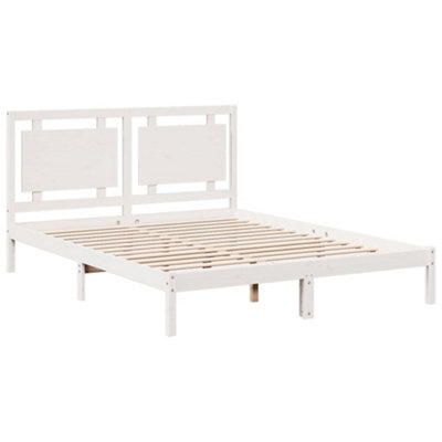 Berkfield Extra Long Bed Frame without Mattress White 160x220 cm Solid Wood
