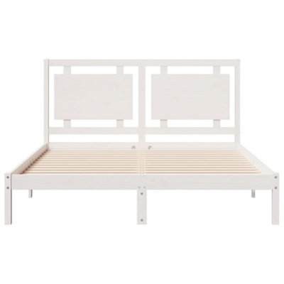 Berkfield Extra Long Bed Frame without Mattress White 160x220 cm Solid Wood
