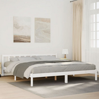 Berkfield Extra Long Bed Frame without Mattress White 180x210 cm Solid ...