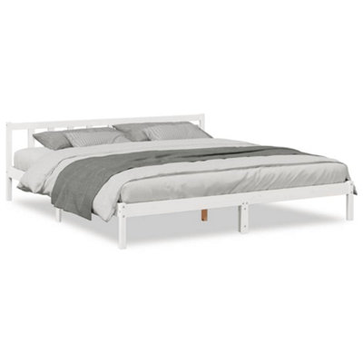 Berkfield Extra Long Bed Frame without Mattress White 180x210 cm Solid ...