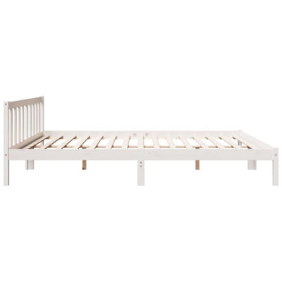 Berkfield Extra Long Bed Frame without Mattress White 180x210 cm Solid ...