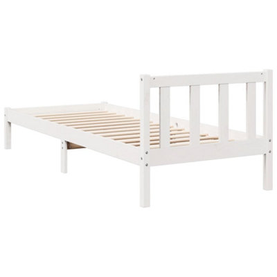 Berkfield Extra Long Bed Frame without Mattress White 80x210 cm Solid ...