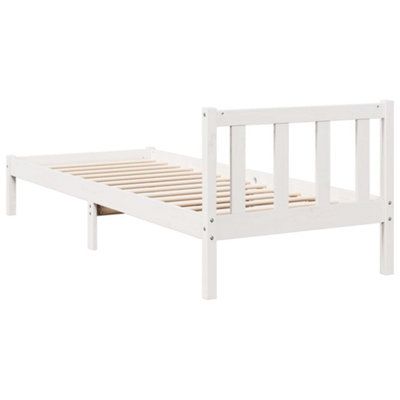 Berkfield Extra Long Bed Frame without Mattress White 80x220 cm Solid ...