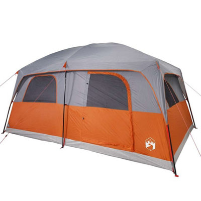 Berkfield Family Tent Cabin 10-Person Grey and Orange Waterproof