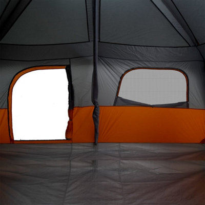 Berkfield Family Tent Cabin 10-Person Grey and Orange Waterproof