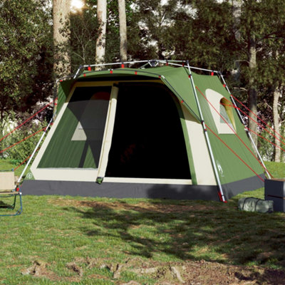 Berkfield Family Tent Cabin 7-Person Green Quick Release