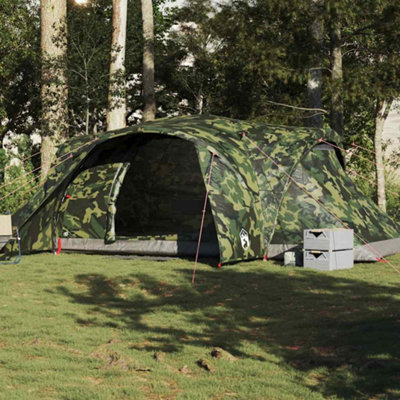 Berkfield Family Tent Dome 6-Person Camouflage Waterproof