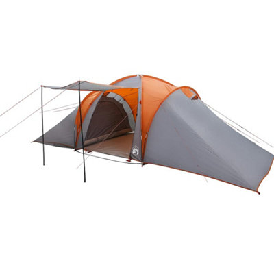 Berkfield Family Tent Dome 6-Person Grey and Orange Waterproof