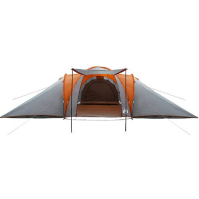 Berkfield Family Tent Dome 6-Person Grey and Orange Waterproof