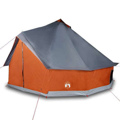 Berkfield Family Tent Tipi 12-Person Grey and Orange Waterproof