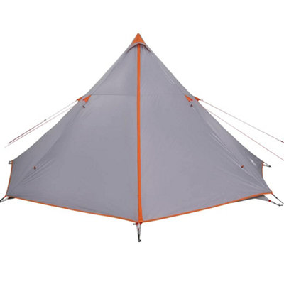 Berkfield Family Tent Tipi 8-Person Grey and Orange Waterproof