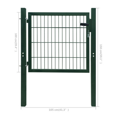 Berkfield Fence Gate Steel Green 105x150 cm