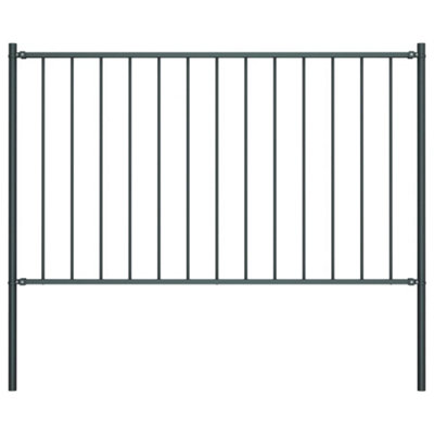 Berkfield Fence Panel with Posts Powder-coated Steel 1.7x1 m Anthracite ...