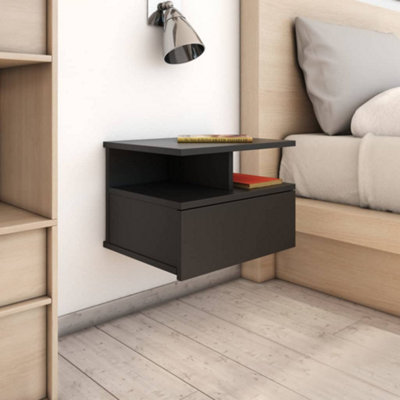 Berkfield Floating Nightstand Black 40x31x27cm Engineered Wood