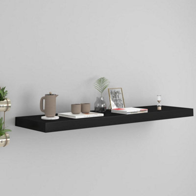 Berkfield Floating Wall Shelf Black 90x23.5x3.8 cm MDF | DIY at B&Q