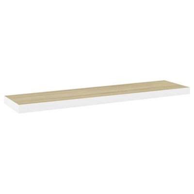 Berkfield Floating Wall Shelf Oak and White 90x23.5x3.8 cm MDF