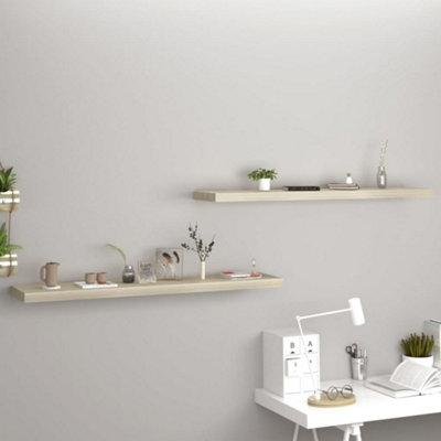 Berkfield Floating Wall Shelves 2 pcs Oak 120x23.5x3.8 cm MDF | DIY at B&Q