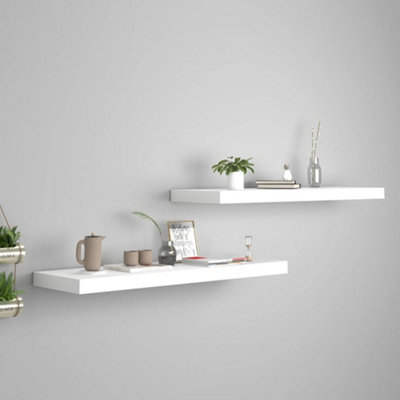 Berkfield Floating Wall Shelves 2 pcs White 80x23.5x3.8 cm MDF | DIY at B&Q