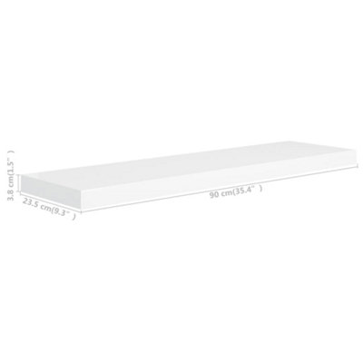 Berkfield Floating Wall Shelves 4 pcs White 90x23.5x3.8 cm MDF