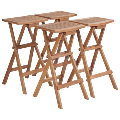 Berkfield Folding Bar Stools 4 pcs Solid Teak Wood