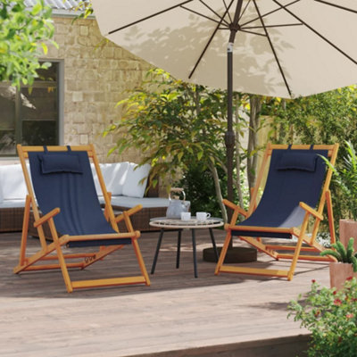 Berkfield Folding Beach Chairs 2 pcs Blue Fabric