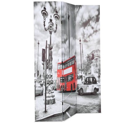 Berkfield Folding Room Divider 120x170 cm London Bus Black and White