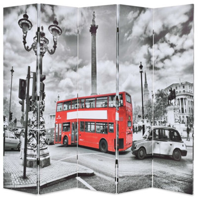 Berkfield Folding Room Divider 200x170 cm London Bus Black and White